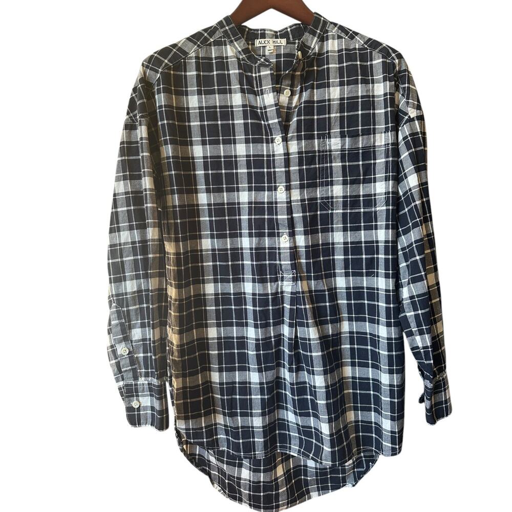 Alex Mill Large Blue And White Plaid Popover Tunic Sh… - Gem